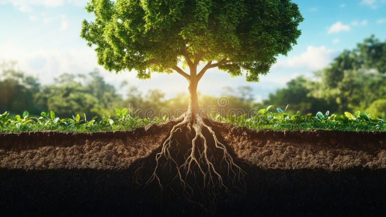 Vibrant Tree with Deep Roots Showcasing Nature S Interconnected ...