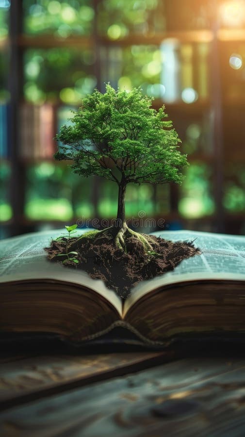 Tree of Knowledge Planted in an Open Book Symbolizing Education and ...