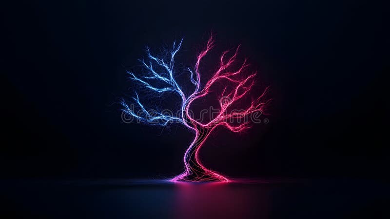 A Vibrant Tree of Emotions Illuminates the Darkness with Blue and Pink ...