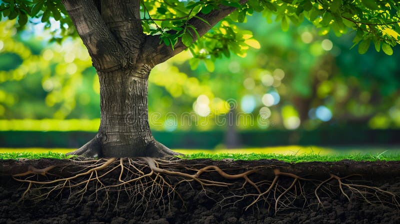 Vibrant Tree with Exposed Roots. Generative Ai Stock Illustration ...