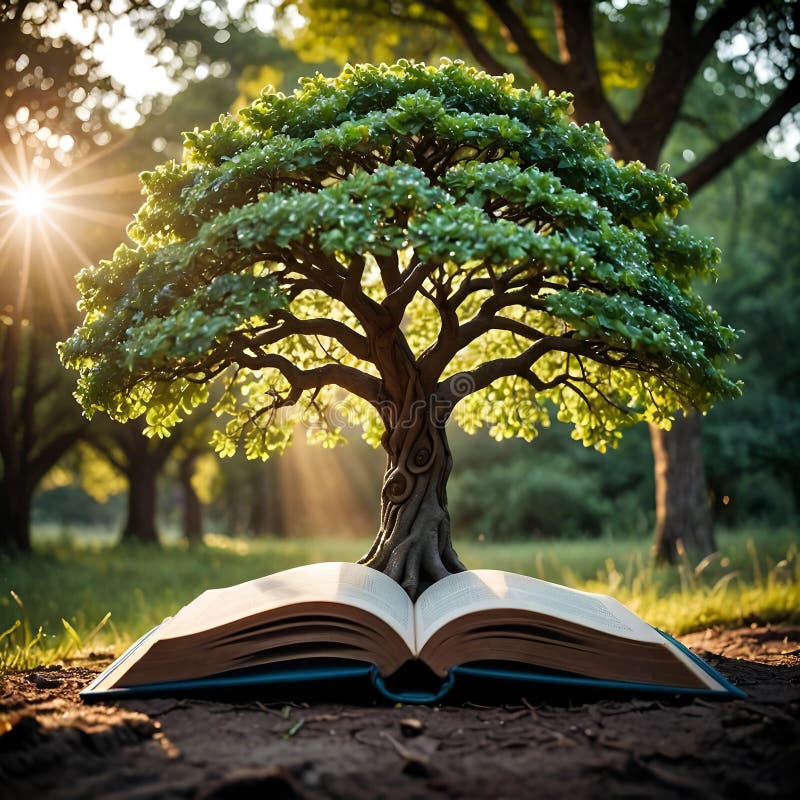 A Vibrant Tree Growing from an Open Book, Symbolizing the Connection ...