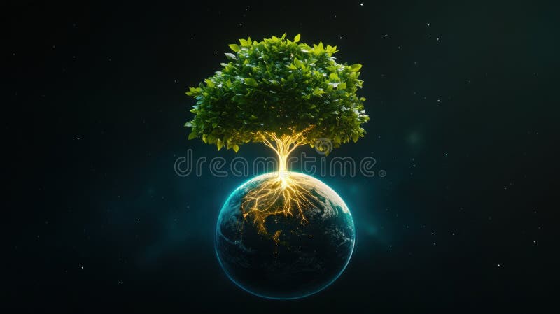 A Vibrant Tree Grows from Earth, Symbolizing Life and Connection Stock ...