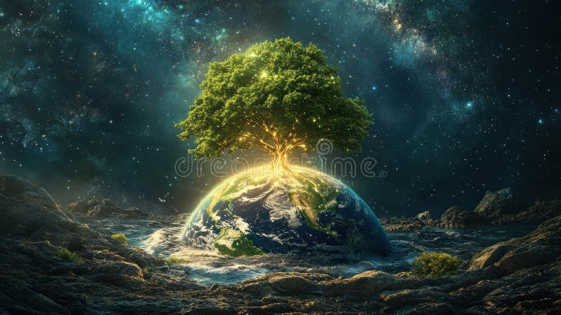 A Vibrant Tree Grows on Earth, Symbolizing Life and Connection in ...