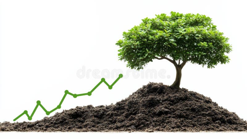 A Vibrant Tree Grows from Rich Soil, Symbolizing Growth, Sustainability ...