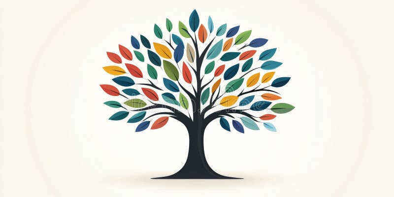 Vibrant Tree Illustration Multicolored Leaves Symbolizing Growth ...