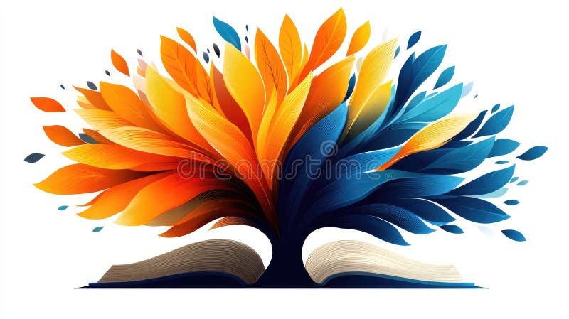 Vibrant Tree of Knowledge Growing from an Open Book with Colorful ...