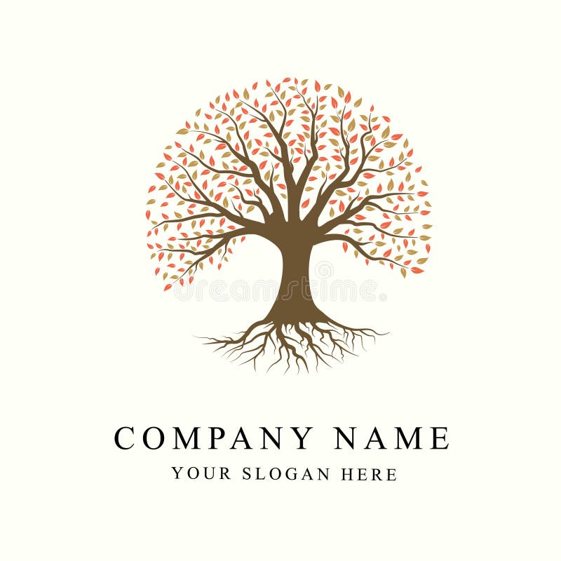 Vibrant Tree Logo Design, Tree Vector .gold Color Tree of Life Logo ...