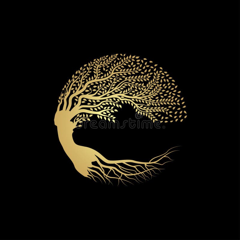 Vibrant Tree Logo Design, Tree Vector .gold Color Tree of Life Logo ...
