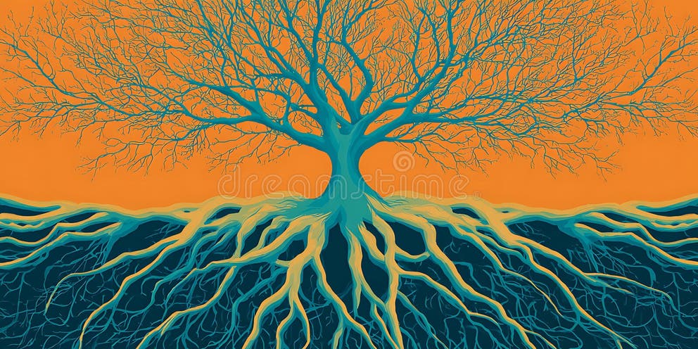 Vibrant Tree Roots Natures Profound Connection Stock Illustration - Illustration of life, trunk ...