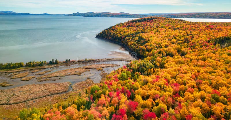 Vibrant Trees and Landscape on East Coast of Atlantic Ocean. Quebec ...