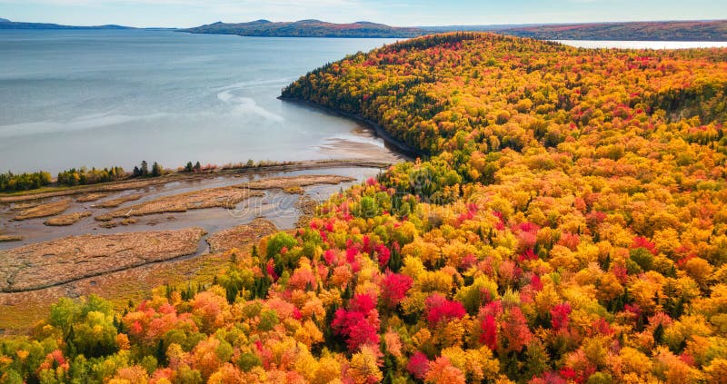 Vibrant Trees and Landscape on East Coast of Atlantic Ocean. Quebec ...