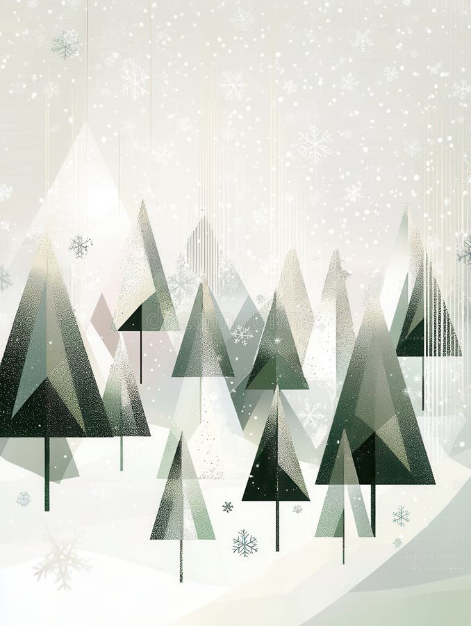 Vibrant Triangular Christmas Trees Create a Whimsical Winter Forest ...