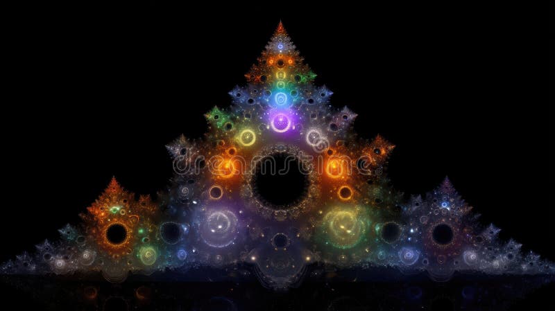 Bright Iridescent Triangular Fractal Design with High Contrast on a ...