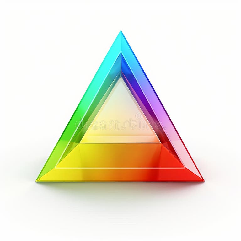 Vibrant Triangular Prism on White Background with Colors Stock ...