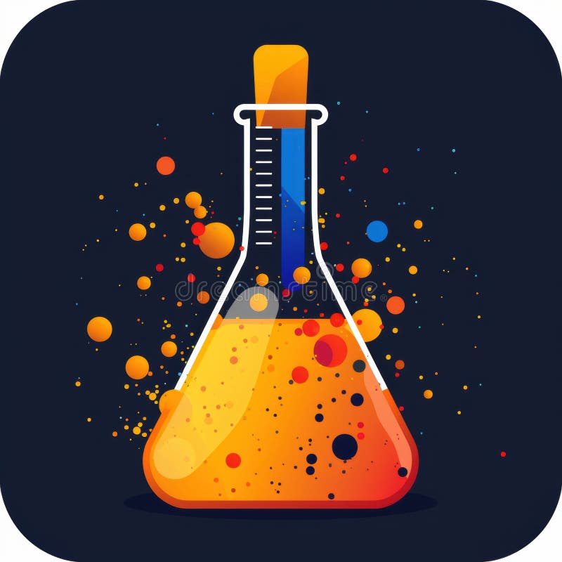 A Vibrant Triangular Science Beaker Filled with Colorful Liquid and ...