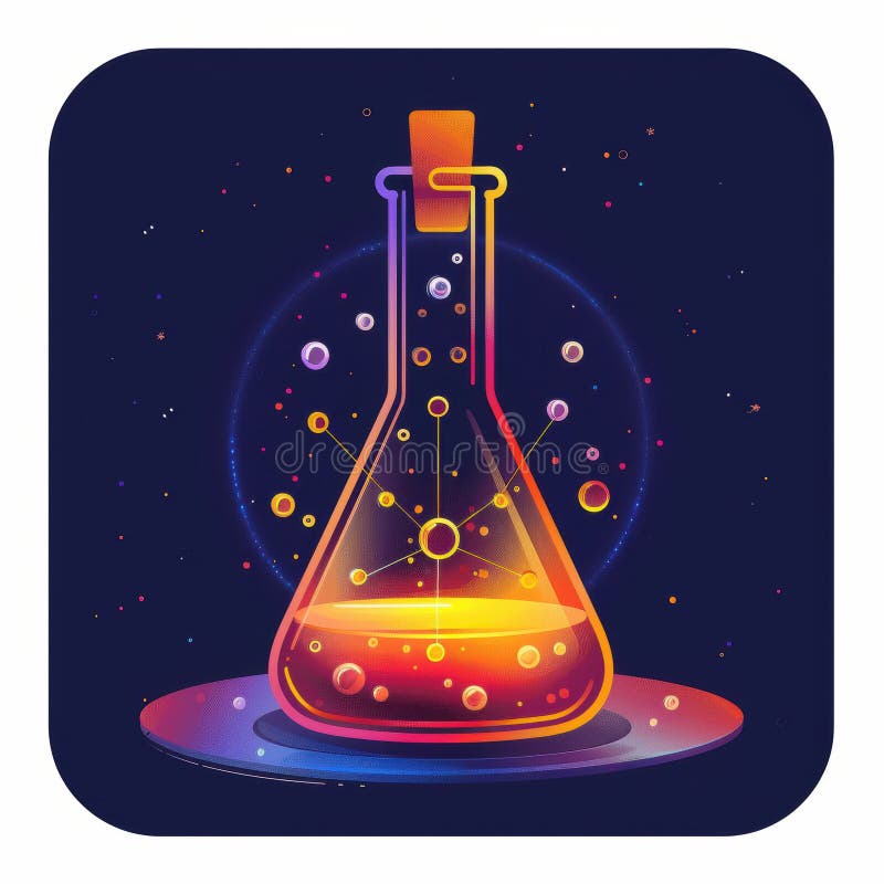 A Vibrant Triangular Science Beaker Filled with Colorful Liquid and ...