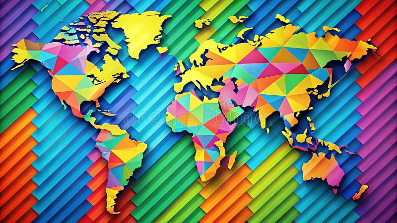 Vibrant Triangular World Map a Colorful Abstract Geometric Design for ...