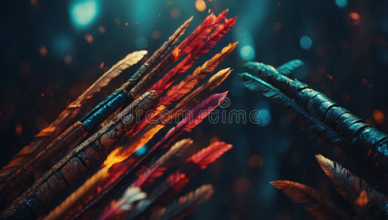 Vibrant Tribal Arrows in Double Exposure Silhouette Boasting Cultural ...