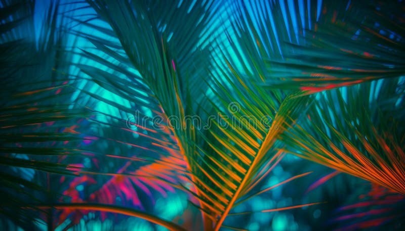 Vibrant Tropical Backdrop with Striped Palm Tree and Fresh Growth ...