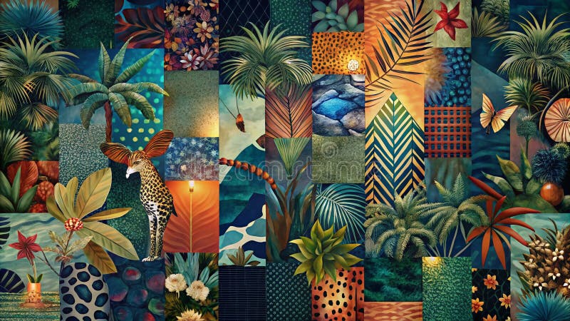 Vibrant Tropical Beach Patchwork Design a LowLight Pattern Featuring ...
