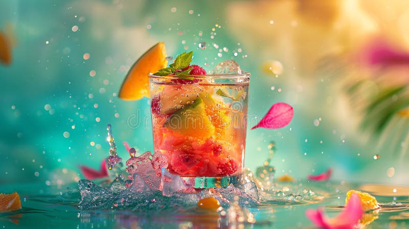 A Vibrant, Tropical-colored Cocktail Exploding with Freshness Stock ...