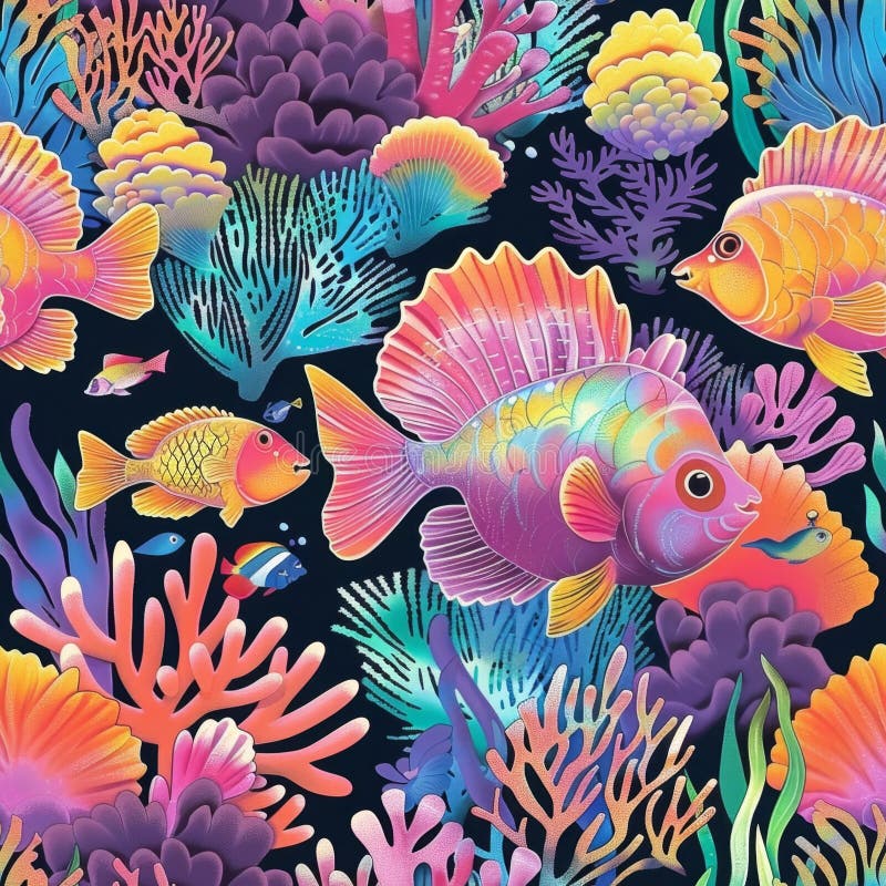 Vibrant Tropical Fish Amongst Colorful Coral Reef Stock Image - Image ...