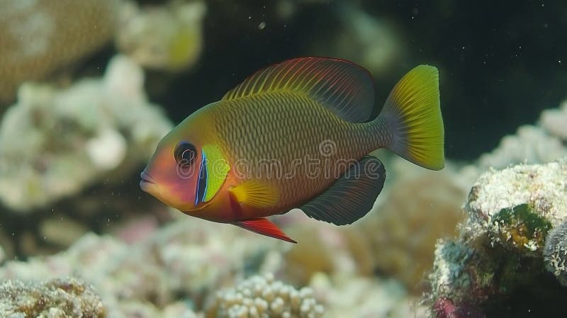 Vibrant Tropical Fish in Coral Reef Habitat Stock Illustration ...