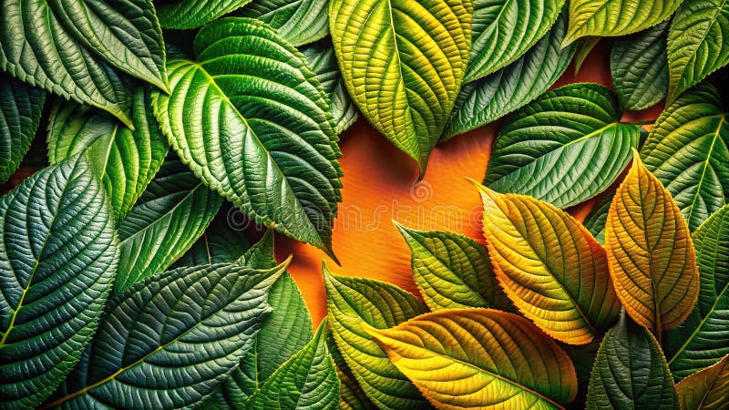 Vibrant Tropical Foliage Seamless Pattern on a Bright Orange and Yellow ...