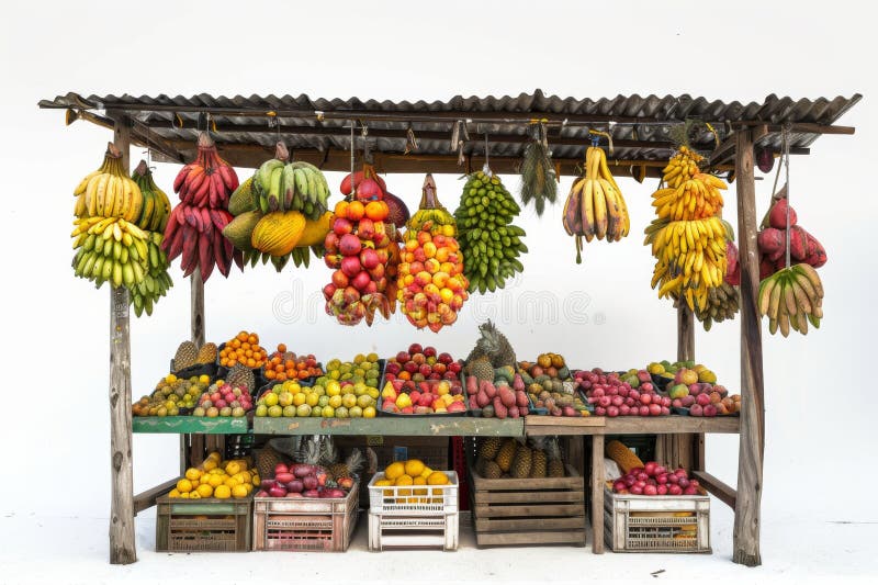 Vibrant Tropical Fruit Stand Stock Illustration - Illustration of ...