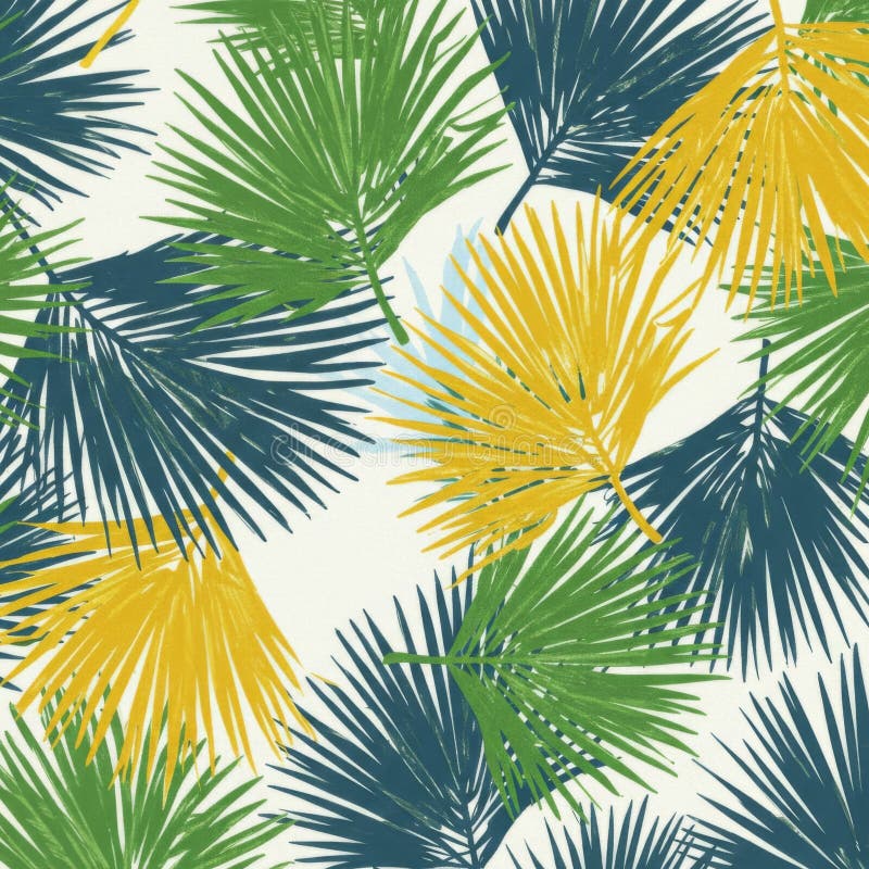 Vibrant Tropical Palm Leaf Pattern on White Background Stock ...