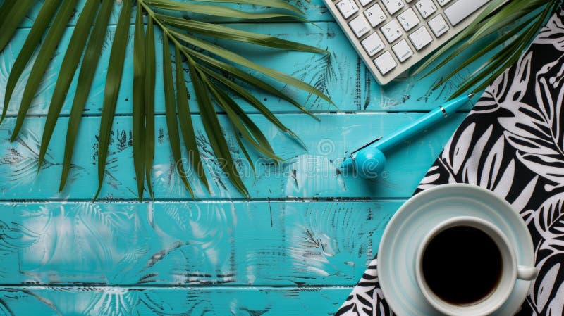 The Tropical Workspace Setup.AI Generated Image Stock Photo - Image of ...