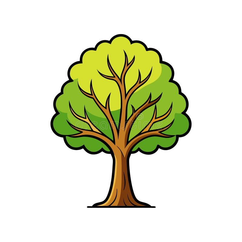 Vibrant Tulip Poplar Tree Artwork with Bold Style Stock Illustration ...