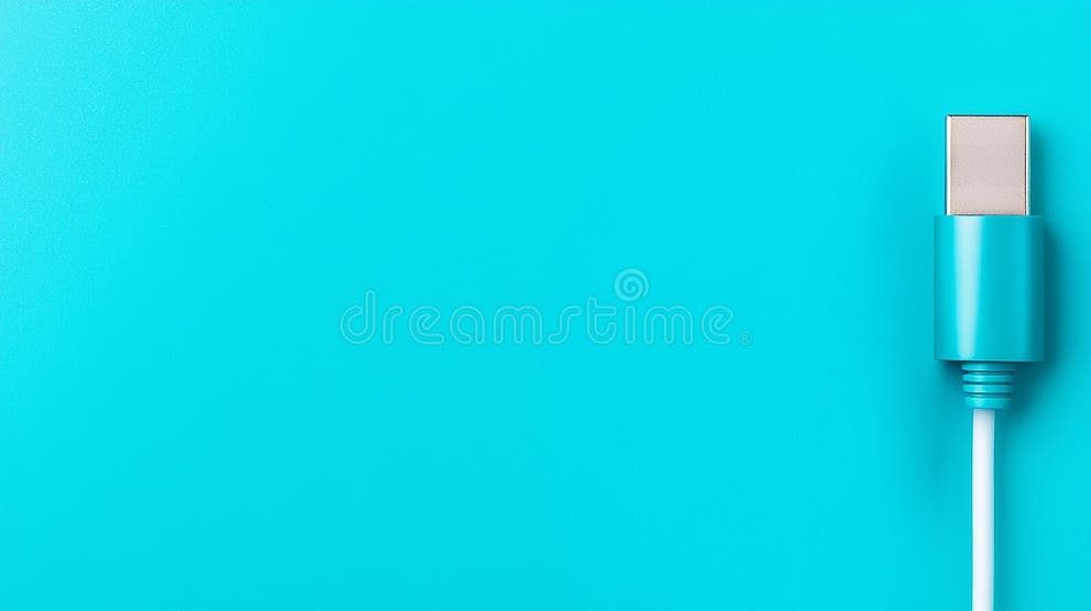 A Vibrant, Turquoise Backdrop with a USB Cable Connector for Modern ...