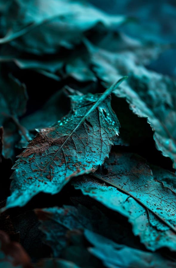 Vibrant Turquoise Leaves in the Forest Stock Illustration ...