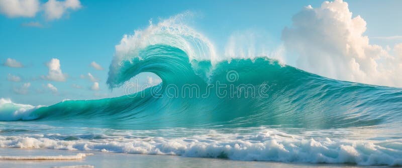 Vibrant Turquoise Ocean Wave Crashing on Shore Stock Photo - Image of ...