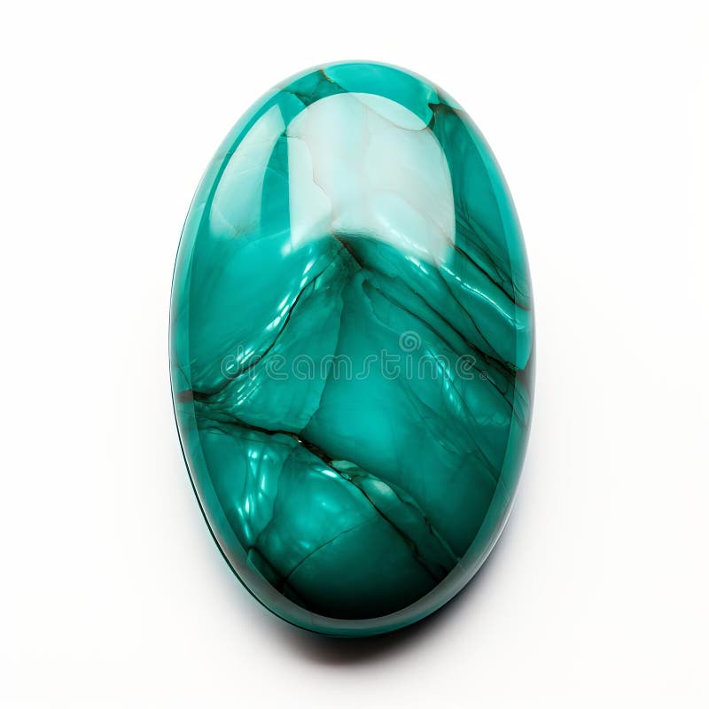 Vibrant Turquoise Oval Stone on White Isolated Background Stock ...