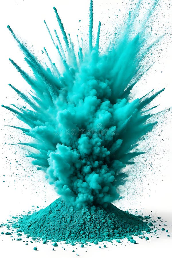 Vibrant Turquoise Powder Explosion Isolated on White Background ...