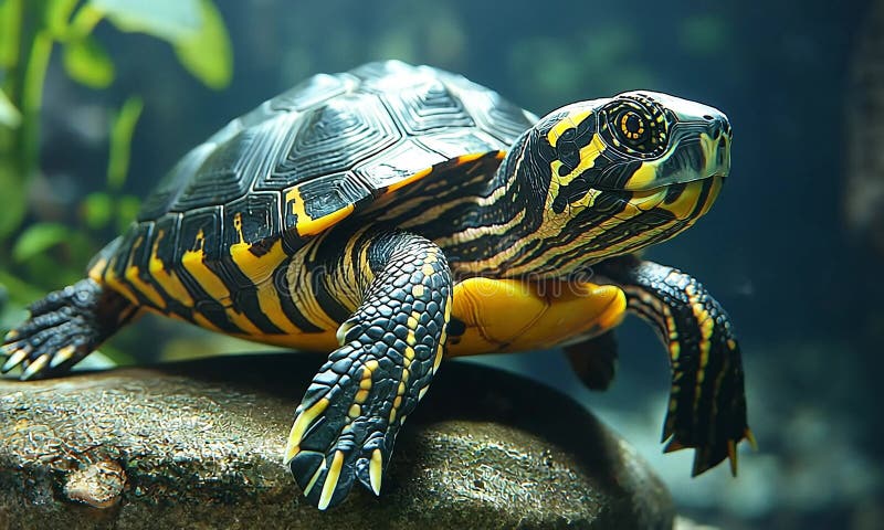 Vibrant Turtle on a Rock stock video. Video of stone - 380472183