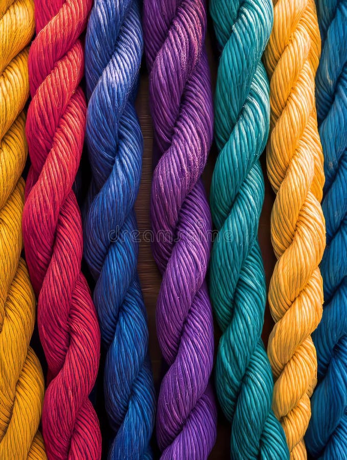 Vibrant Twisted Colorful Threads Aligned Neatly. Stock Photo - Image of ...