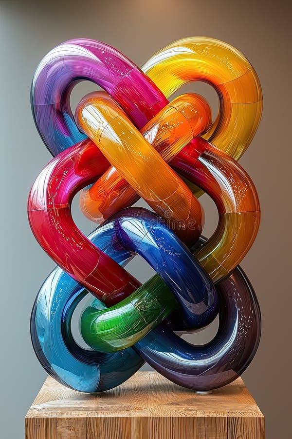 Vibrant Twisted Glass Sculpture on Pedestal Stock Illustration ...