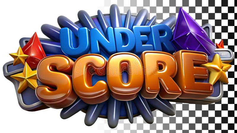 Vibrant UNDER SCORE Game UI Element with Star and Explosion Graphic Png ...