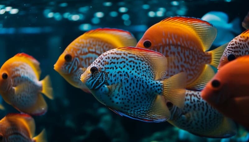 Vibrant Underwater Beauty School of Multi Colored Fish in Coral Reef ...