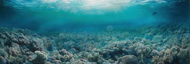 Vibrant Underwater Coral Reef Ecosystem in Crystal Clear Blue Ocean ...