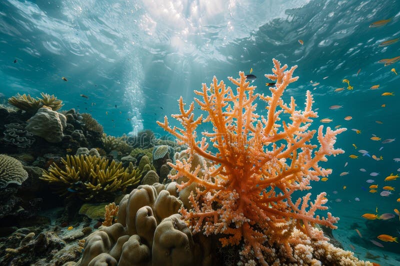 Vibrant Underwater Coral Reef Ecosystem Stock Illustration ...