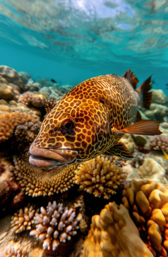 Vibrant Underwater Coral Reef Habitat with Spotted Fish Stock ...