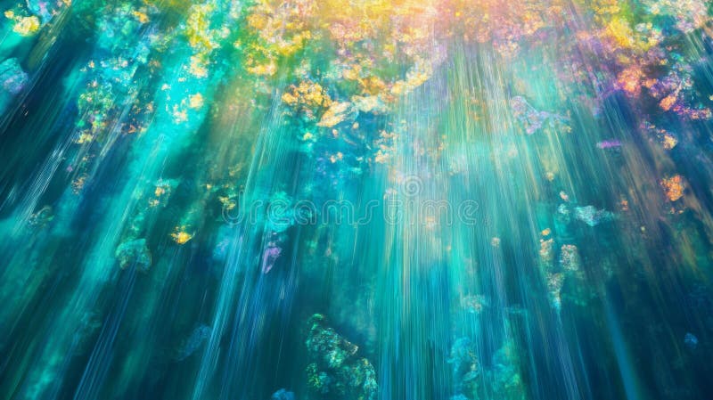Vibrant Underwater Light Rays in Teal Water Stock Illustration ...