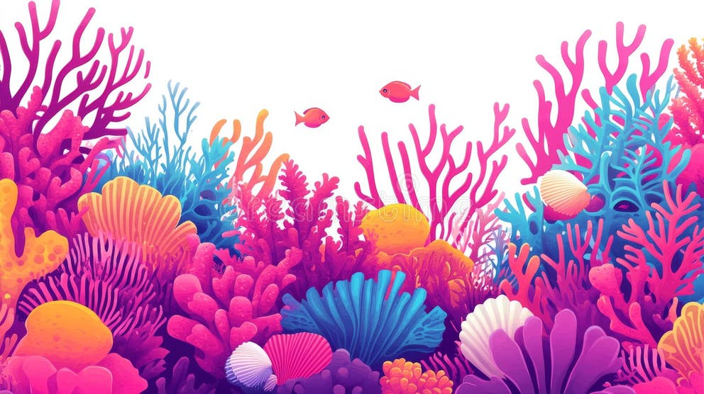 A Vibrant Underwater Setting Featuring Corals and Fish is Depicted ...