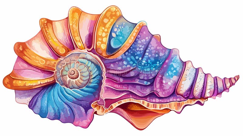 Vibrant Underwater Shell Colored Vector Illustration Stock Vector ...