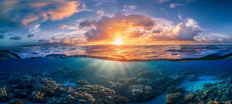 Vibrant Underwater Sunset with Tropical Vibes, Dynamism of Underwater ...