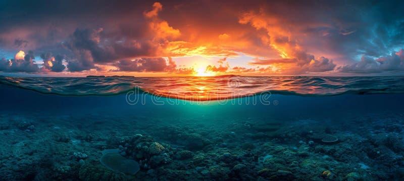 Vibrant Underwater Sunset with Tropical Vibes Stock Photo - Image of ...